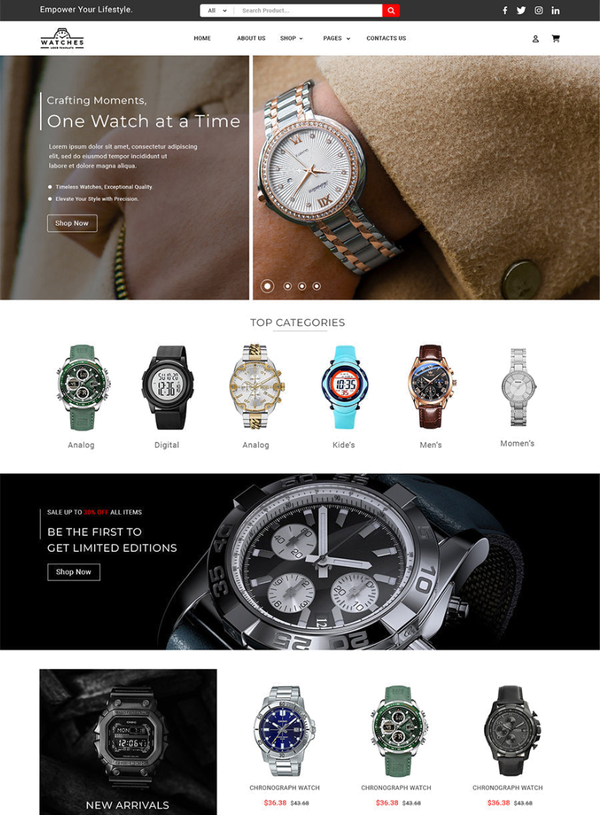 Free Watch Store Shopify Template – Peccular